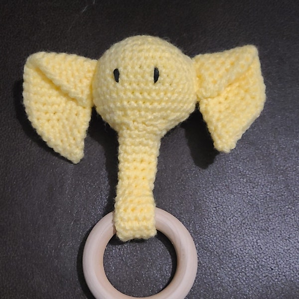 Crochet PATTERN ONLY PDF Download - Grey Crochet Elephant Teething Ring ...