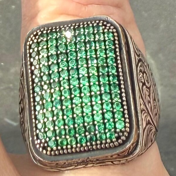 Turkish Turquoise Oval Flat Stone Solid 925 Sterling Silver Men's Ring ...