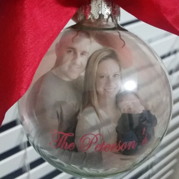 Our First Christmas Photo Ornament Globe, Round Glass Ornament With ...