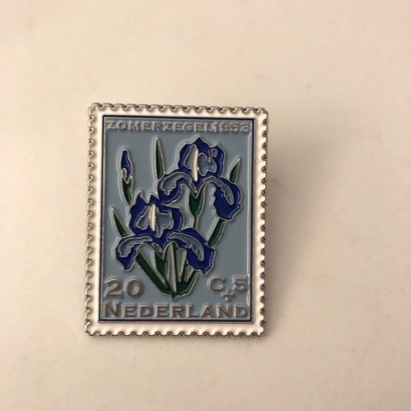 Iris Vintage Stamp Enamel Pin - Etsy