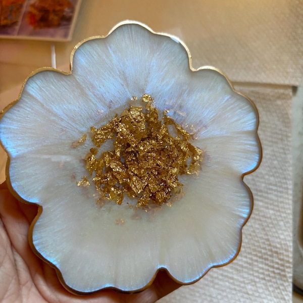 Ocean Inspired Collection - Gold Accented Flower Handmade Resin ...