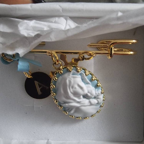 Guardian Angel Medal, Crib Angel Pin Brooch, Protection Watch Over Baby ...