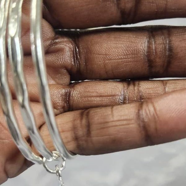 Sterling Silver Moon & Star Bangle Set of 3 Bangles: Celestial Handmade ...