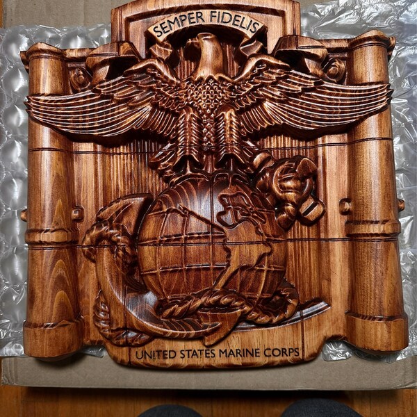 USMC Eagle Globe Anchor 12", Marine Corps, EGA, Mahogany, Military ...