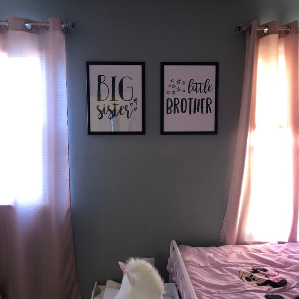 Big Sister Little Sister Printable Wall Art, Girls Room Decor, Sisters Shared Bedroom Art, Big ...