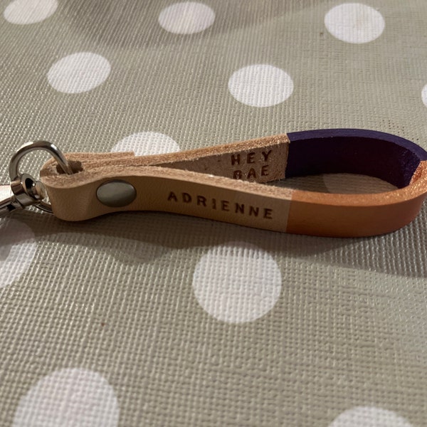 Custom Dark Green Leather Keychain, Personalized Leather Keychain ...