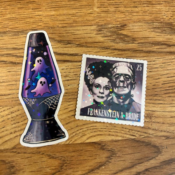 Spooky 70s Lava Lamp Halloween Sticker | Holographic Creepy Artwork ...