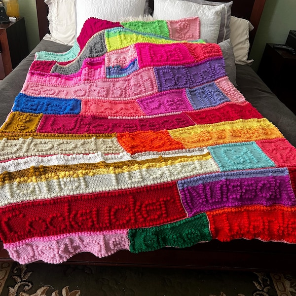 Crochet Pattern//swear Blanket British//bobble Stitch//graph and ...