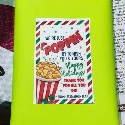 Just Poppin by to Say Merry Christmas, Gift Tags for Popcorn, Teacher ...