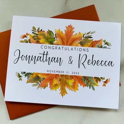 Personalized Fall Wedding Card Autumn Wedding Day Card - Etsy