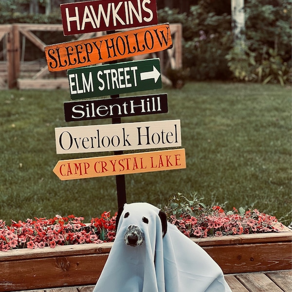 Halloween Directional Sign Halloween Porch Sign Cedar Wood Lawn ...