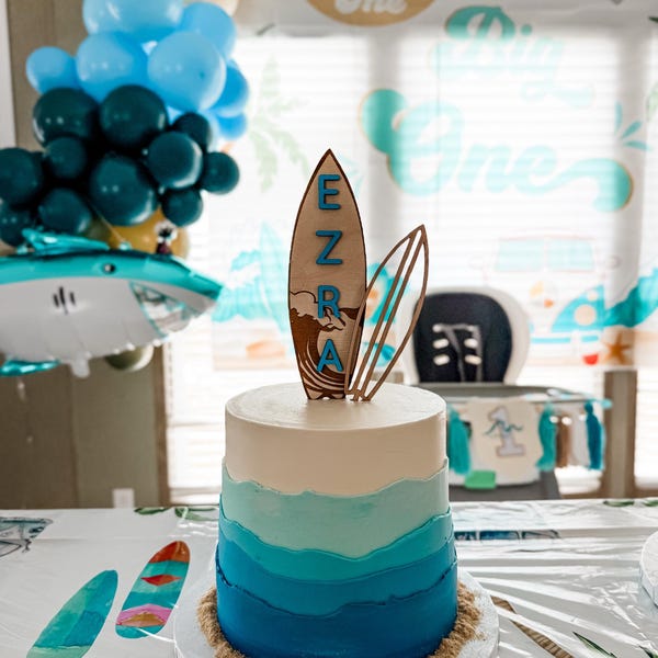 Custom Surfboard Cake Topper | Island Beach Life Topper | Surfer Topper ...