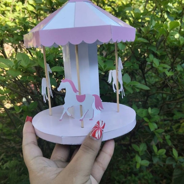 3D Carousel - Cutting File for Papercraft - Circus Theme Park Theme ...
