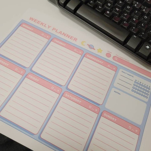 Aesthetic Printable Weekly Planner Pantone Cottagecore Moon, Stars ...