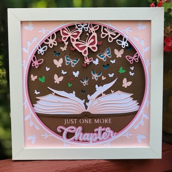3D Book With Butterflies Shadow Box, Floral Layered Paper Art, 3D ...