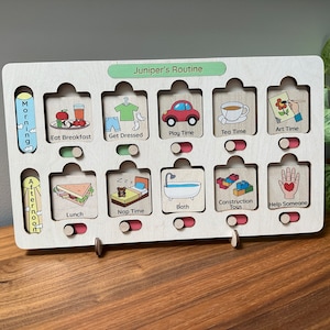 Chore Chart for Kids, Bedtime Routine Chart, Wooden Visual Schedule for ...