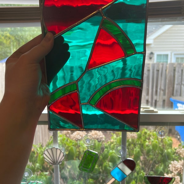 Digital Stained Glass Pattern / Watermelon Fruit Panel / Suncatcher ...