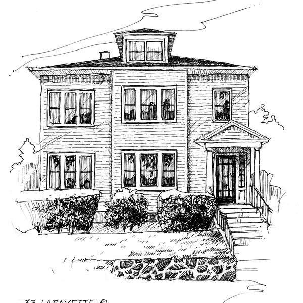 House Portrait Drawing Sketch Pen Ink-any Occasion Gift-free SHIPPING ...