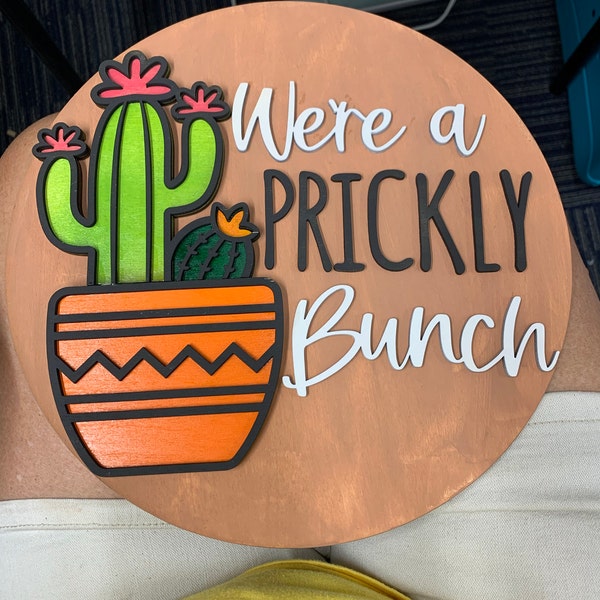 We're A Prickly Bunch Cactus Sign, Digital Download, Round Door Hanger ...