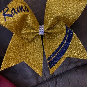 Glitter Cheer Bow With Striped Tail Cheer Cheerleading Bows - Etsy