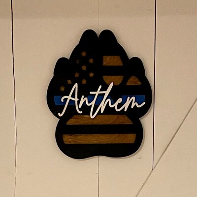 Police K9 Paw Print Sign, Thin Blue Line K9 Sign, Law Enforcement Decor ...