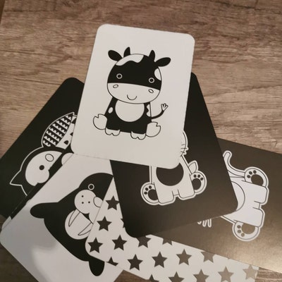 24 Design Baby Sensory Development Flash Cards Object Set High Contrast ...