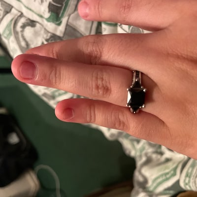 Black Diamond Ring Set, Black Princess Cut CZ Diamond Engagement ...