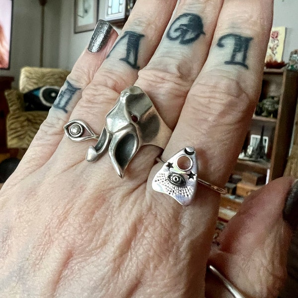 Planchette Ring, Ouija Ring, Moon and Star Ring, Planchette Jewelry ...