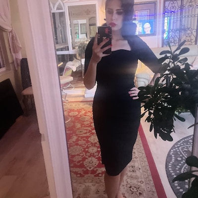 Janice Old Hollywood Pencil Dress Curve Neckline - Etsy