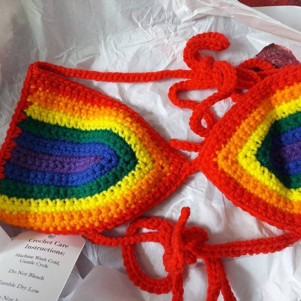 Pride Handmade Crochet Bralette Top, Custom Pride Bralette ...