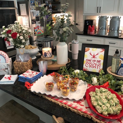 Red Checked Gingham Printable Party Food Tents Folding Editable Buffet ...