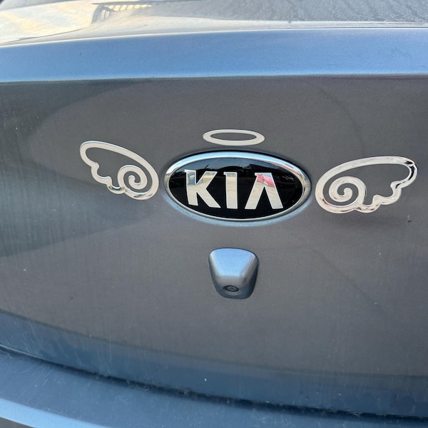 Chrome Angel Wings Car Emblem Sticker / Wings & Halo Silver Badge Decal ...