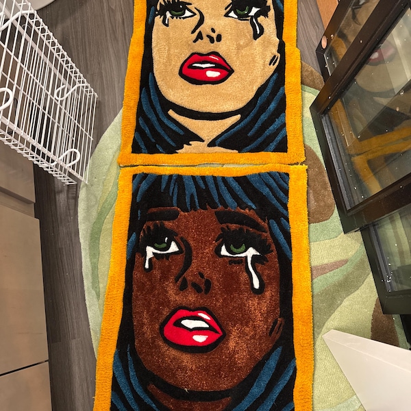 Pop Art Crying Damsel in Distress Tufted Rug | Cartoon-inspired Rug ...