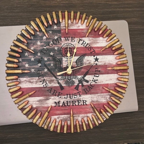 Original Patriotic Flag & Bullet Clock. the Ultimate Veteran Gift and ...