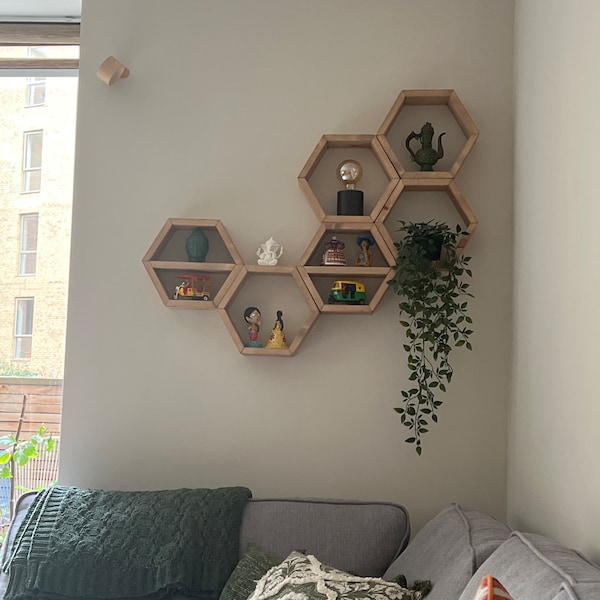 Set of 6 Hexagon Shelves Hexagon Shelf Geometric Shelf Plant Shelf ...