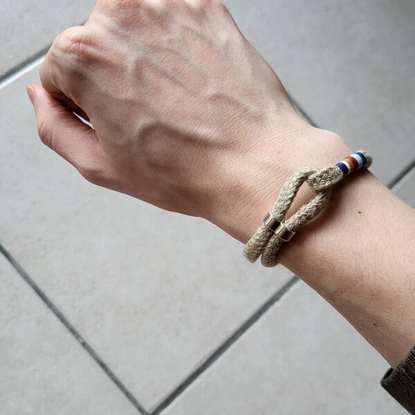 Sailor Knot Hemp Rope Bracelet for Men, Gift for Him, Adjustable ...