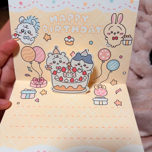 Cute Little Chiikawa Birthday Party and Kitchen Party Greeting Card, 3D ...