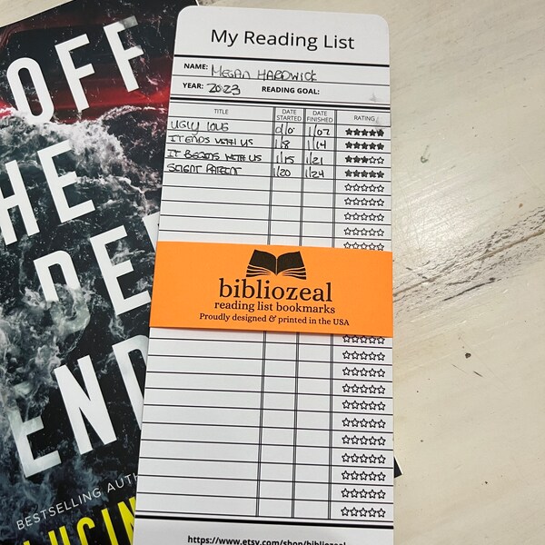Reading List Bookmark Reading Goal Bookmark Customized Bookmark Fill in ...