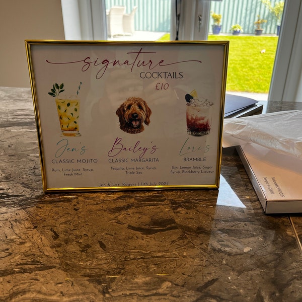 Dog Signature Drinks Sign, Wedding Bar Menu, Editable Template - Etsy