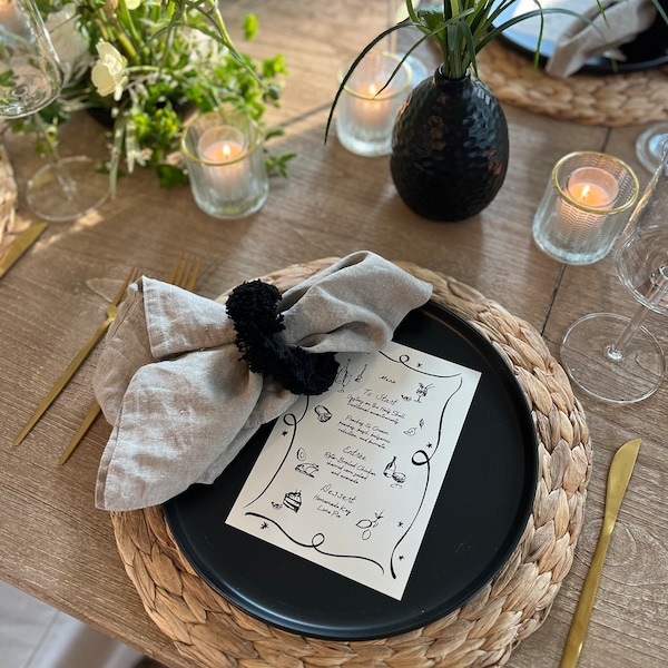 MENU + PLACE CARD Template | Hand Drawn & Handwritten Scribble ...