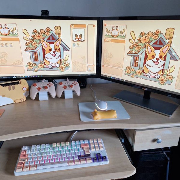 Desktop Theme Background Windows and Mac Corgi House Wallpaper ...