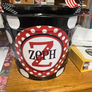 Custom 10 QUART Bucket With Stacked Name in Green and Blues | Etsy