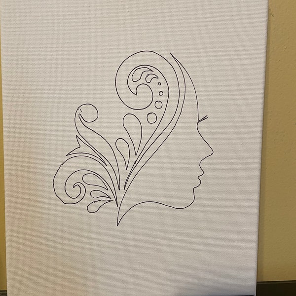 Woman Face Scroll Stencil, Reusable Woman Face Scroll Stencil, Art ...