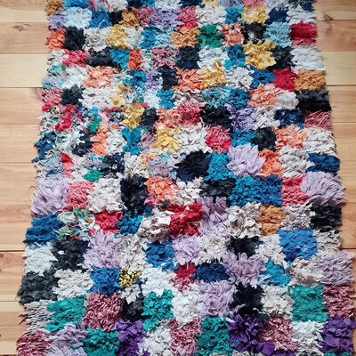 Moroccan Colorful Rag 4x6 Runner Carpet Pink Abstract Rug Kilim Boho ...