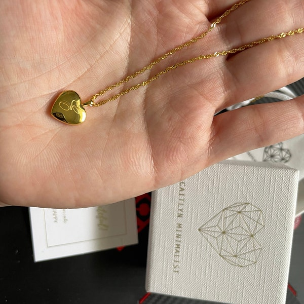 Initial Heart Locket Necklace by Caitlyn Minimalist Gold Locket Photo ...