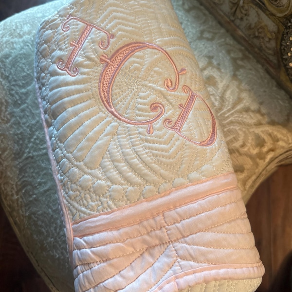 Heirloom Baby Girl Personalized Crib Quilt, Monogrammed Blanket, Baby ...