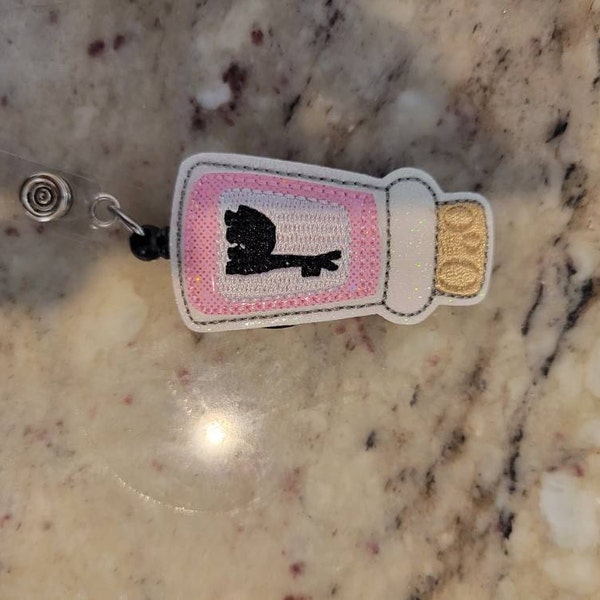 Llama Extract Bottle Nurse Badge Reel, Embroidered Retractable ID ...
