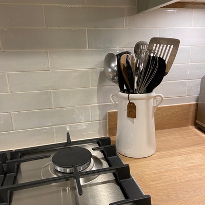 Scandi Kitchen Utensil Pot Grey White Vase Kitchen Utensil Holder ...