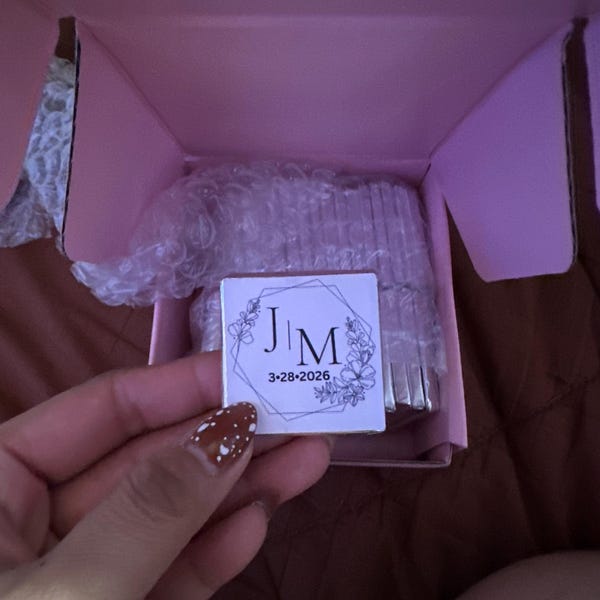 50 Personalized Wedding Chocolate Favors, Custom Gold Silver Foil Milk ...