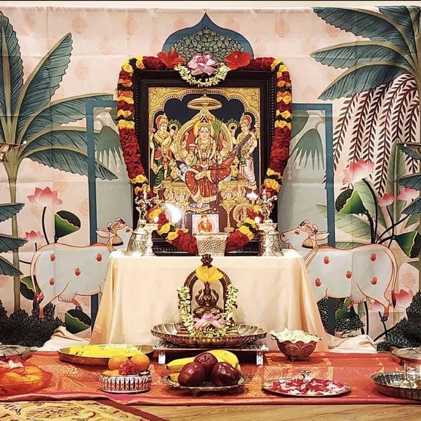Pichwai Cow Backdrop: Indian Pooja Decor-lotus Design-indian ...